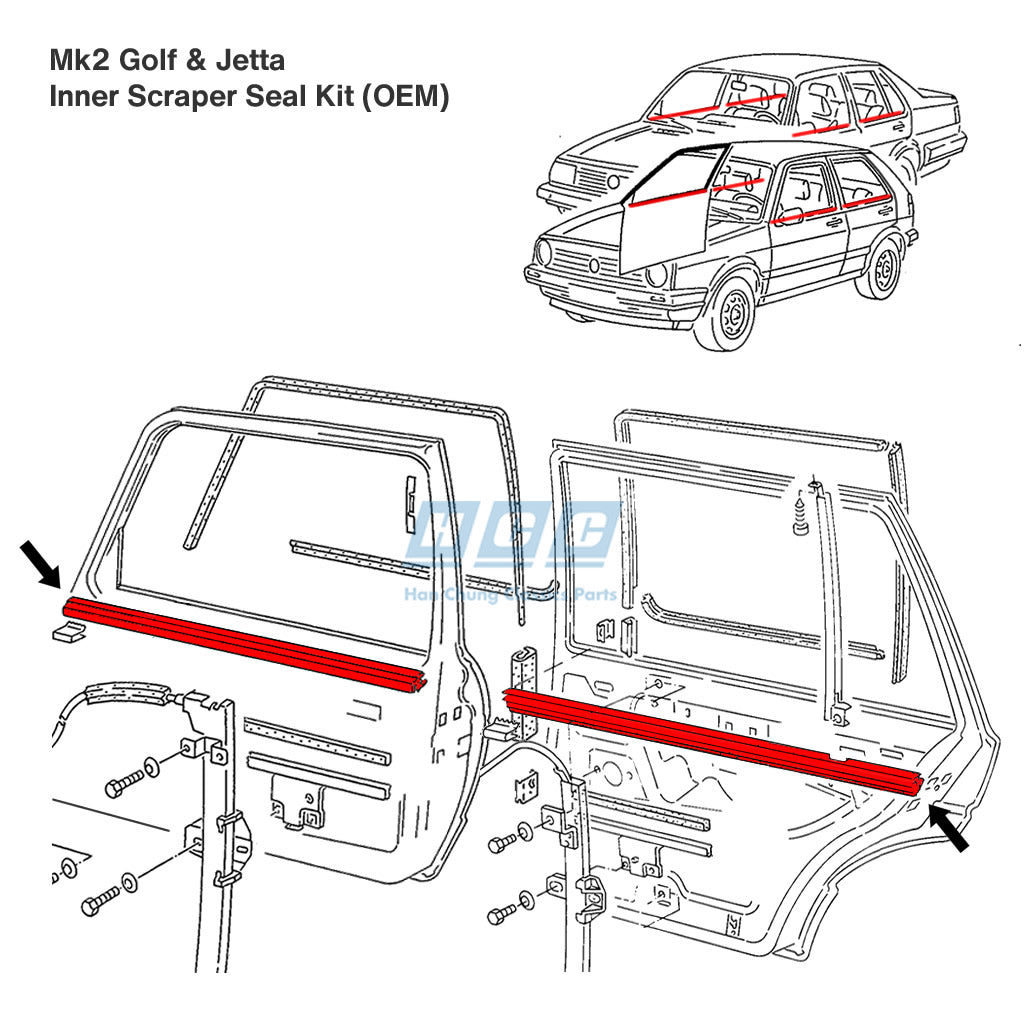 Inner Window Scraper Kit (Set of Four) - OEM - MK2 Golf & Jetta ...